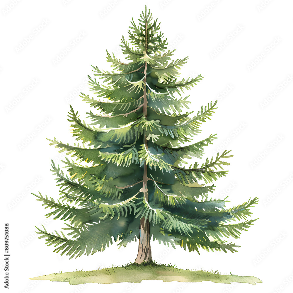 Trees front view, PNG, watercolor style vector tree, pine tree ...
