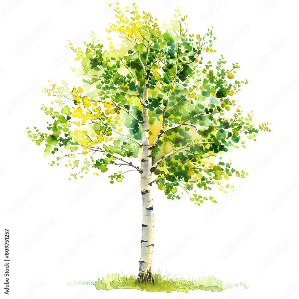 Trees front view, PNG, watercolor style vector tree, Quaking Aspen tree ...