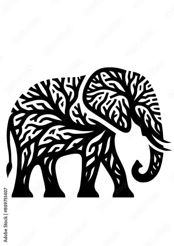 Vetor de Wooden Elephant SVG, Animal Tree, Elephant Design, Elephant ...