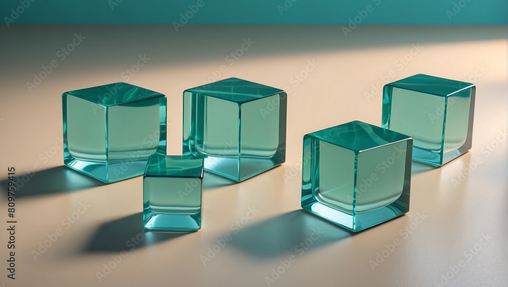 Green crystal clear 3d cube shape. business cover page presentation ...