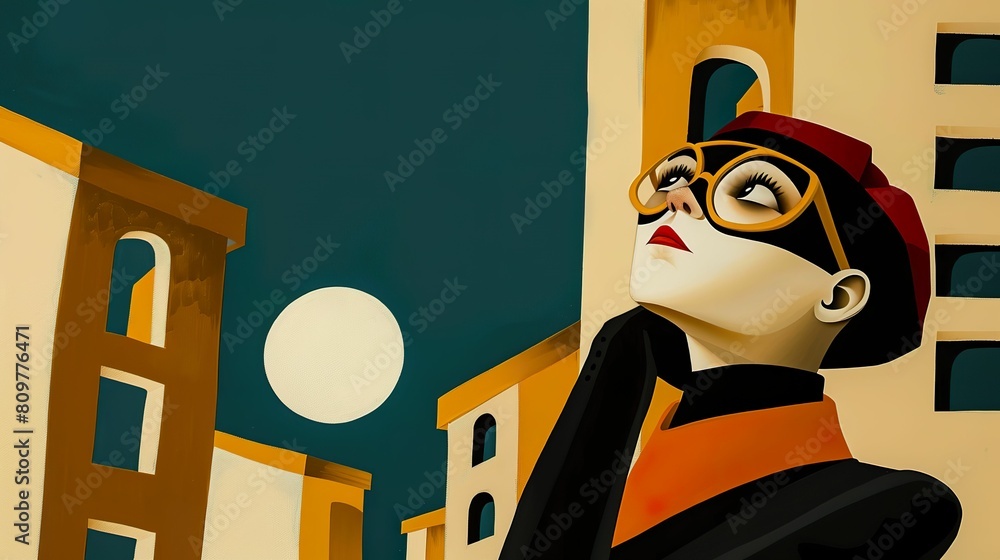 Figure, Augmented reality dystopia, identity masked by virtual avatars ...