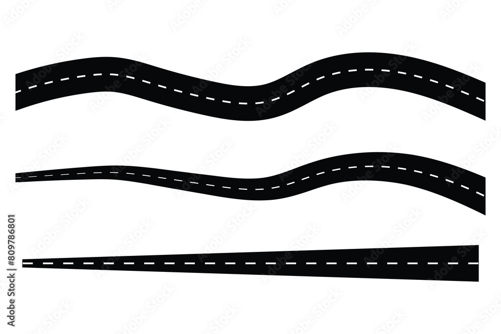 Road icon silhouette highway symbols. Seamless highway marking Isolated ...