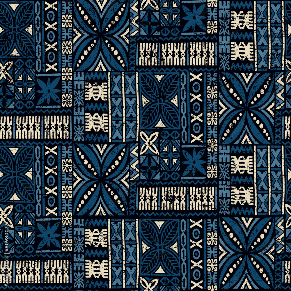 Hawaiian tribal elements fabric and Polynesian tapa cloth patchwork ...