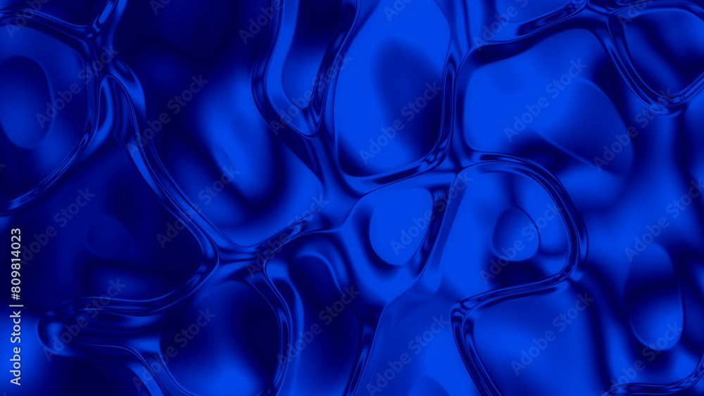 Abstract Blue fluid mercury alloy metal liquid water surface flow ...