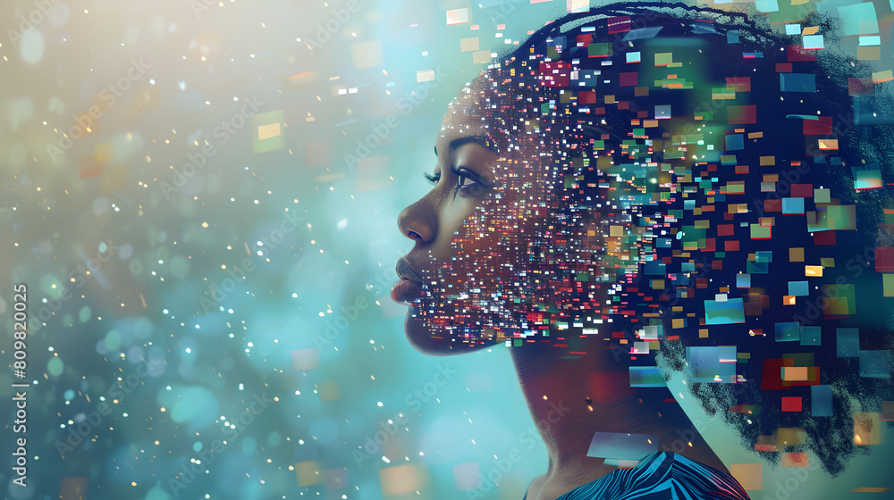 powerful visual metaphor of social media addiction, with a young woman ...