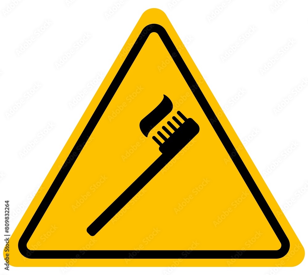 Toothbrush with tooth paste warning sign background vector Stock ...