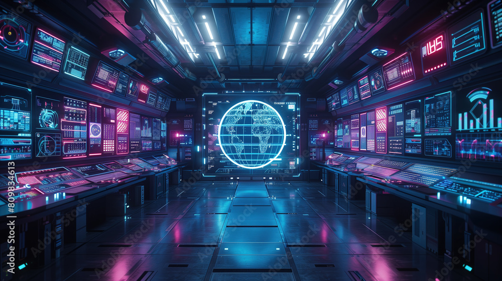 Futuristic concept. Highly detailed image of a futuristic command ...