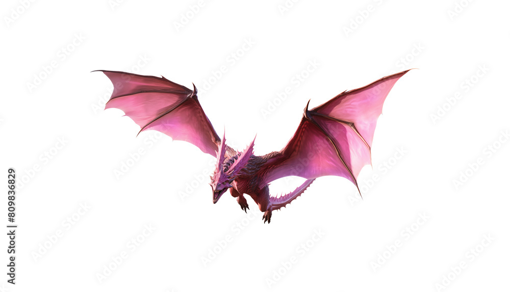 Pink dragon in flight. Isolated transparent background PNG ...