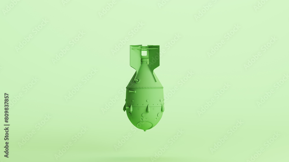 Green atomic bomb nuke thermonuclear warhead soft tones mint background ...