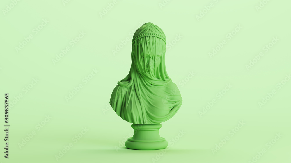 Green women bust sculpture drapery statue clay sculpt mint background ...