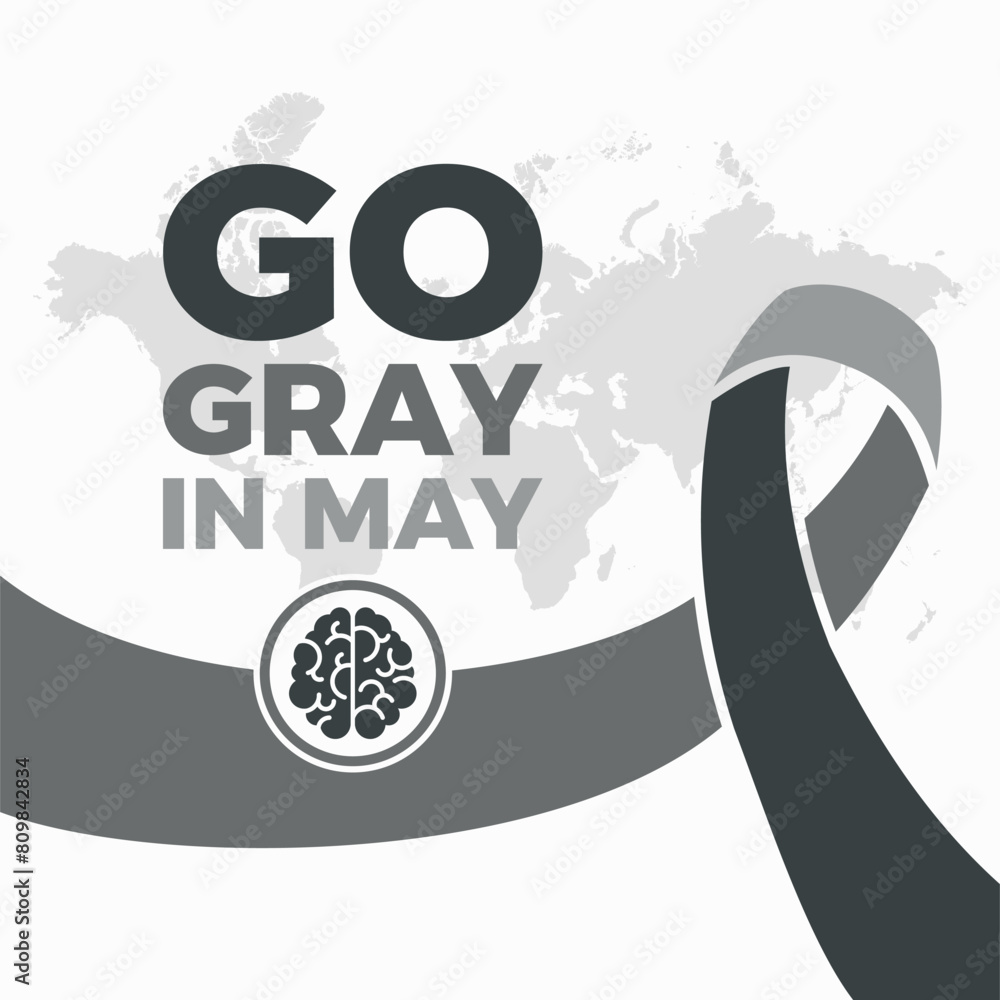 Go gray in May poster vector illustration. May is Brain Tumor Awareness ...