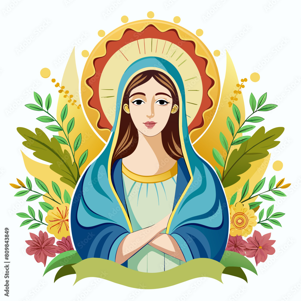 Virgin mary watercolor banner art, Religious design art, Mary, holy ...