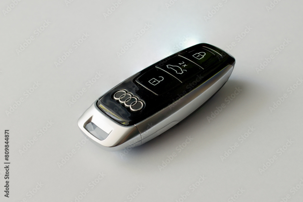 INGOLSTADT , GERMANY - MAY, 2024. Audi wireless car key isolated on ...