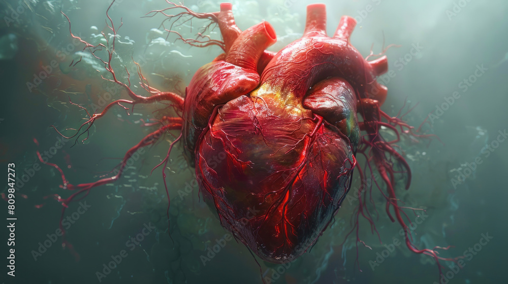 Anatomy with a creative wallpaper concept featuring a human heart. Let ...