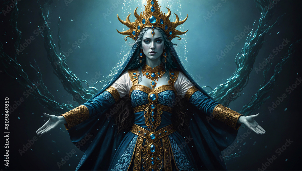 A folklore water maiden, ancient guardian deity of the seas, submerged ...