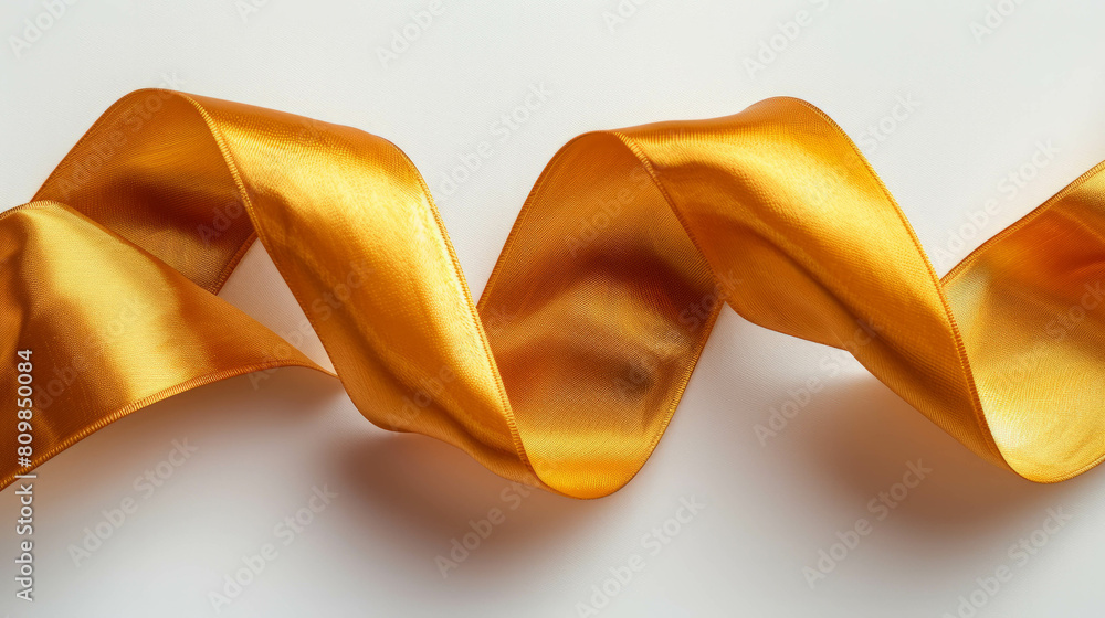 Elegant top-down view of pure gold ribbon. High-resolution design with ...