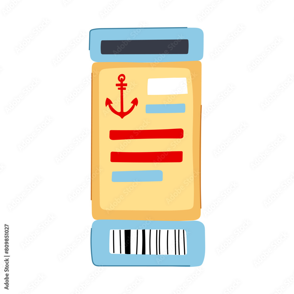 card cruise ship ticket cartoon. vacation tour, boarding trip ...