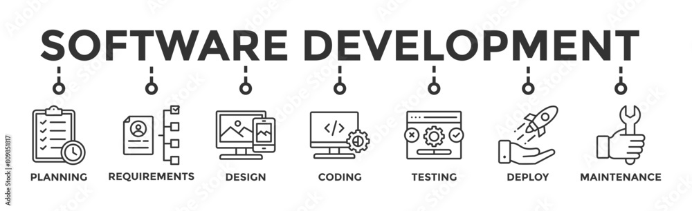 Software development life cycle banner web icon vector illustration ...