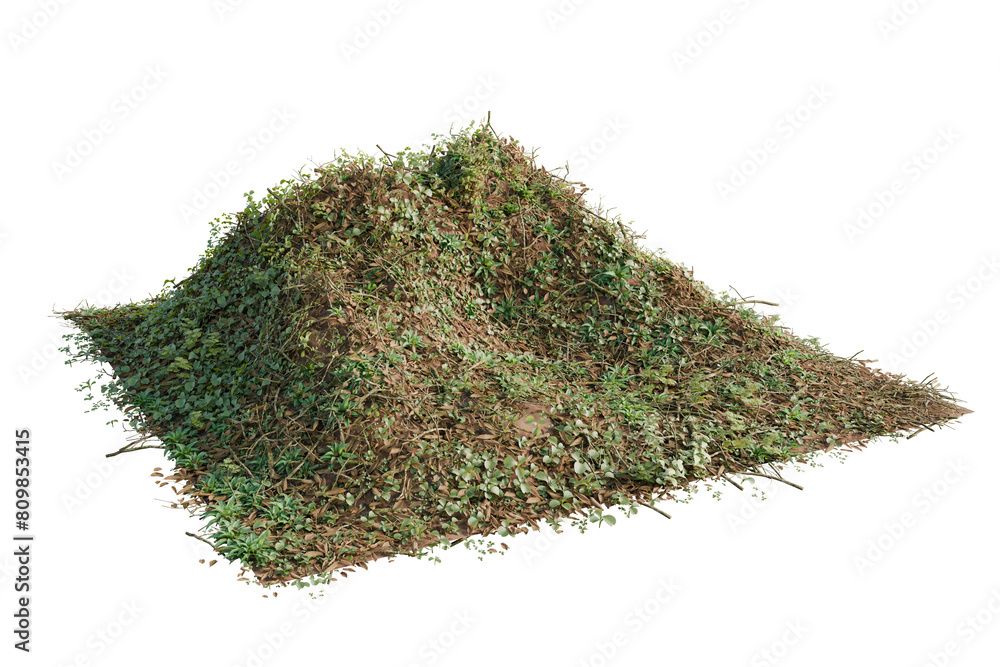 3D rendering of an abandoned mound. PNG transparent background. 3D ...