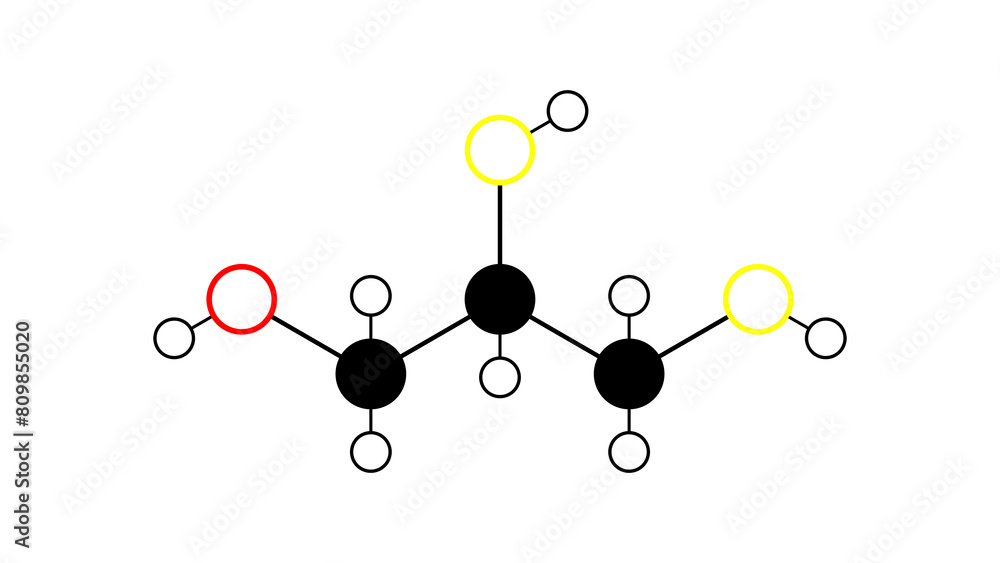 dimercaprol molecule, structural chemical formula, ball-and-stick model ...
