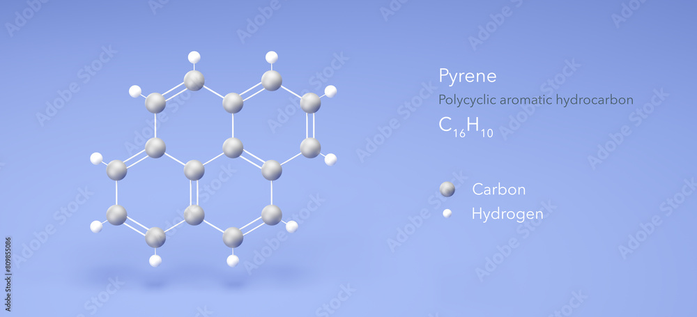 Pyrene Molecule Molecular Structures Polycyclic Aromatic Hydrocarbon 3d Model Structural