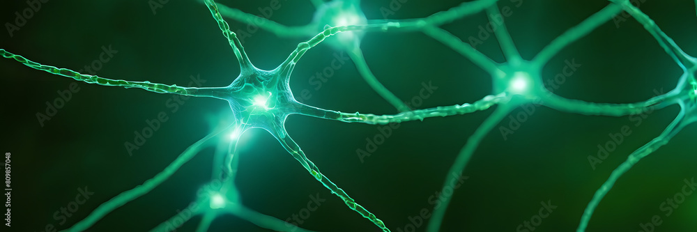 ภาพประกอบสต็อก Conceptual illustration of neuron cells with glowing ...