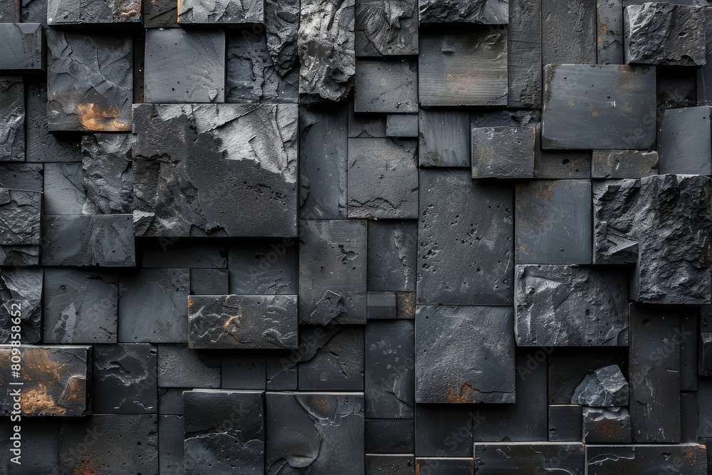 This image showcases a variety of textures and patterns on a black wall ...