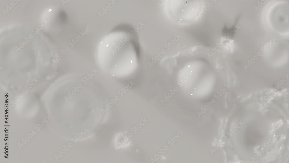 milk boiling. top view on milk making bubbles. 3d animation of boiling ...