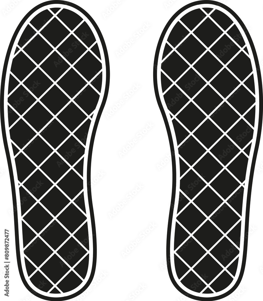 Footprint silhouette. Human footsteps shoe sole contour signs, people ...