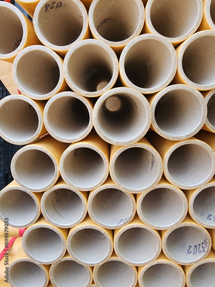 Brown industrial paper core. Stack of industrial paper core arrange 7 ...