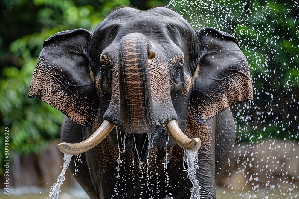 Detailed elephant shampoo trunk bath relax enjoy water soak foam ...