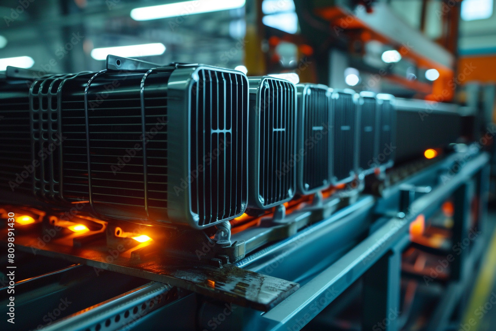 Factory background of radiator manufacturing showcasing the steps in ...