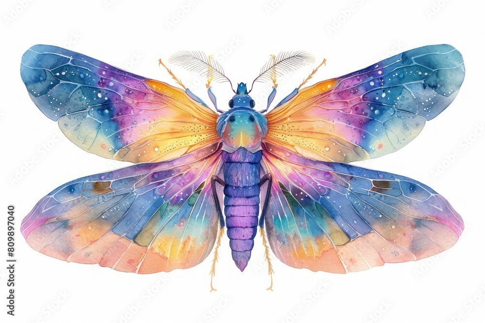 Firefly, Pastel-colored, in hand-drawn style, watercolor, isolated on ...