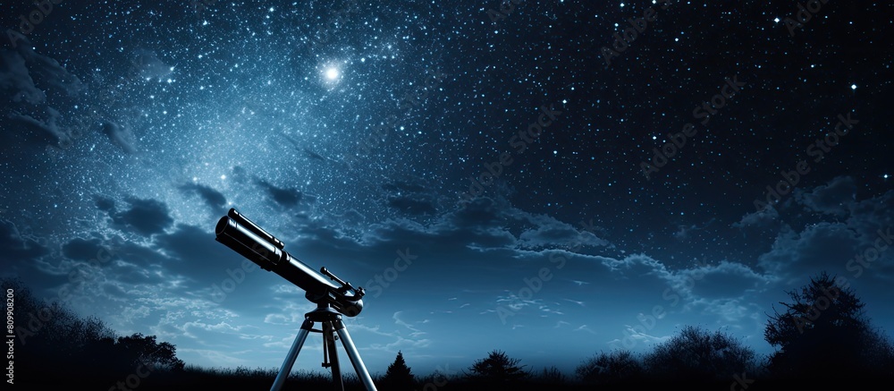 At nighttime while observing the captivating night sky through a ...