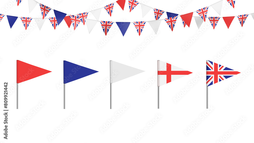 United Kingdom realistic illustration party flags 4 strings_British ...