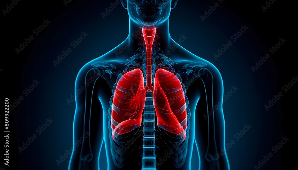 X-ray of a human thorax showing detailed medical pain anatomy of the ...