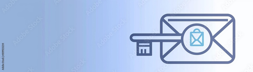 A simple line drawing of an email symbol with a key overlay ...