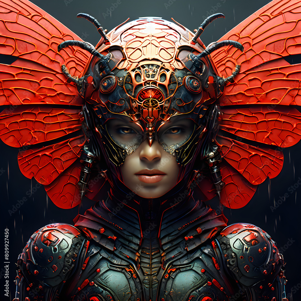 In this breathtaking artwork masterpiece, we see a ladybug warrior like ...