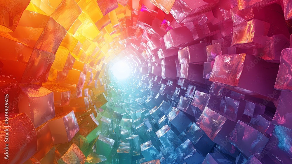 3D Hologram Spectrum flat design top view color theory theme water ...