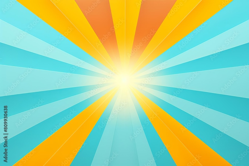 Shining sun rays flat design front view clear sky 3D render Split ...