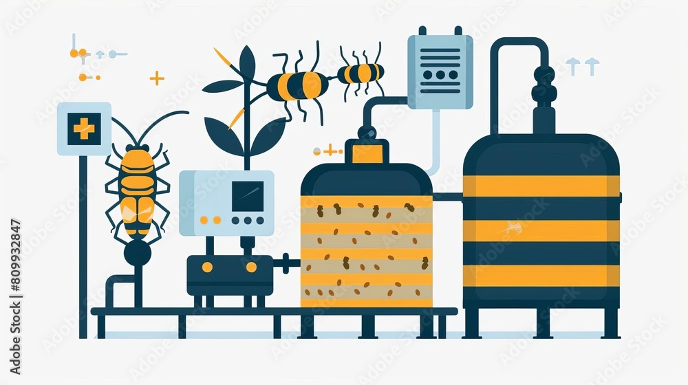 Graphical icon with an insect farm for protein production, showing ...