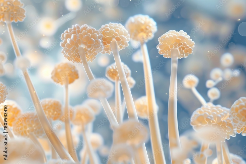 Three-Dimensional Illustration of Fungus Aspergillus flavus: Major Mold ...