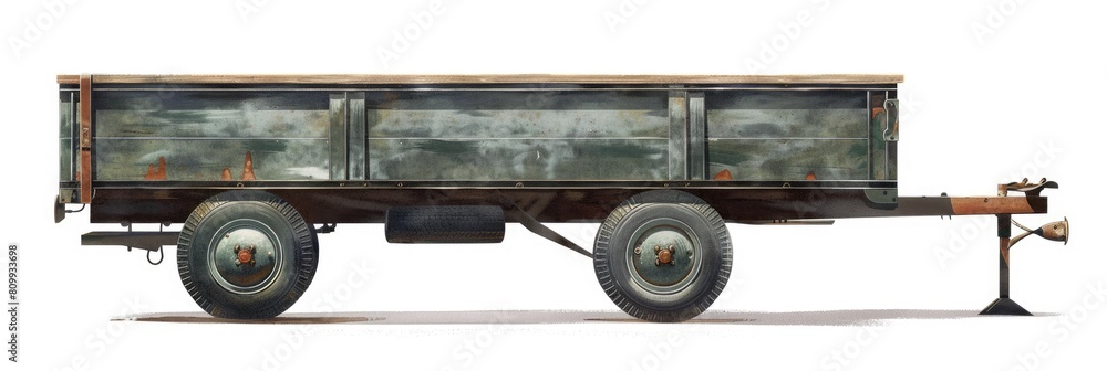 Vintage Utility Trailer for Car. Retro Car Garden Trailer Isolated on ...