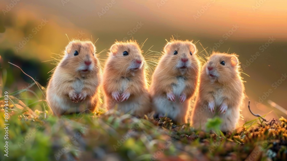 Steppe Lemmings in the Swedish Prairie. Horizontal Image of Adorable ...
