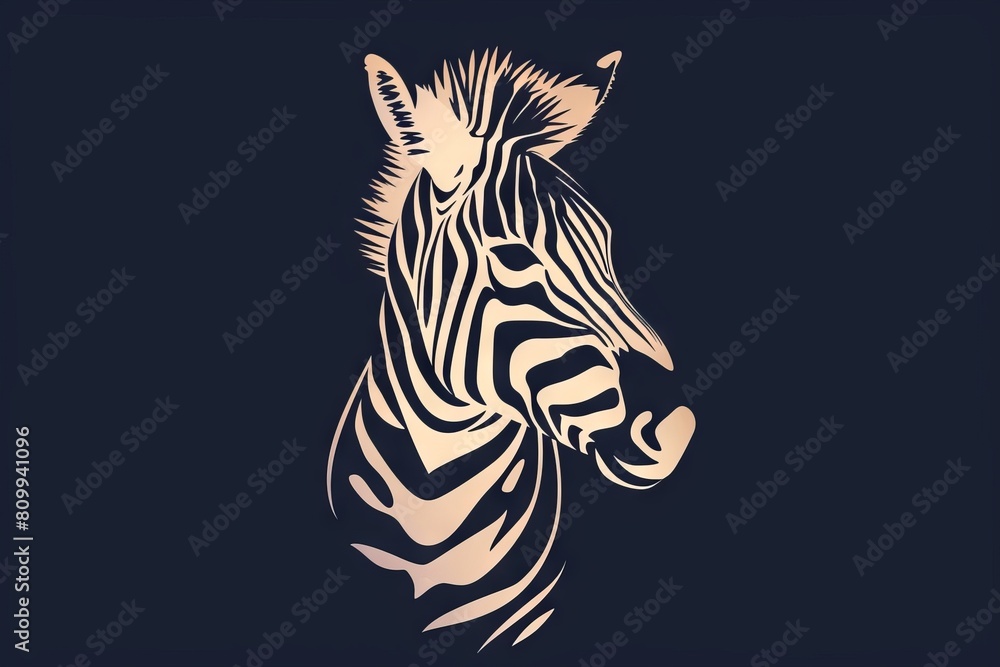 Zebra Head Icon, Africa Symbol, Zoo Logo, Minimal Zebra Portrait, face ...