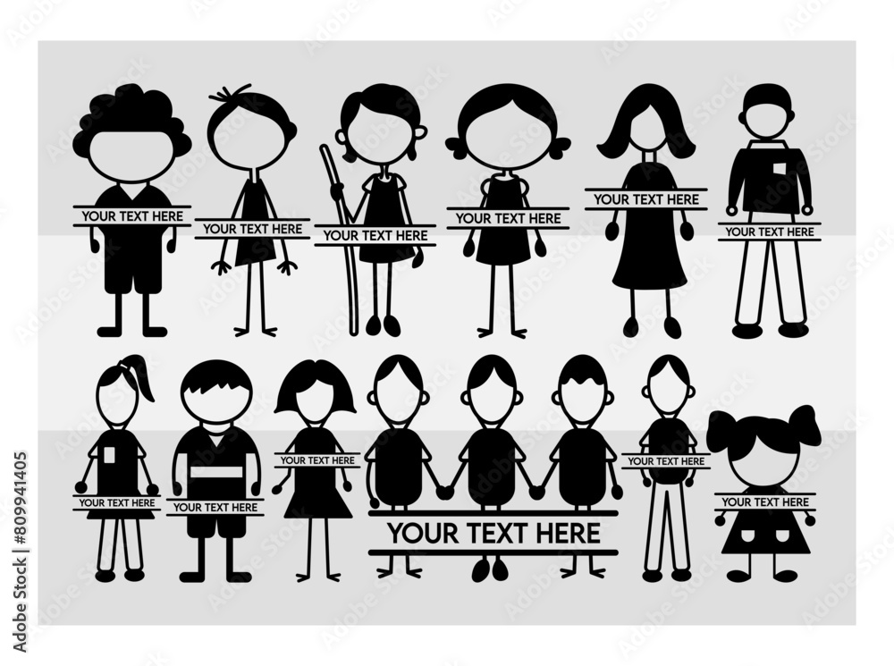 Stick Family Split Monogram svg | Stick Family Silhouette | stick ...