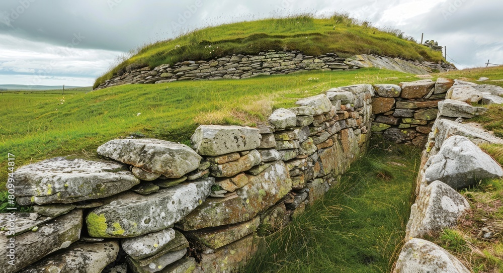 Iron Age Broch Settlement: Prehistoric Stone Walls Symbolizing Ancient ...