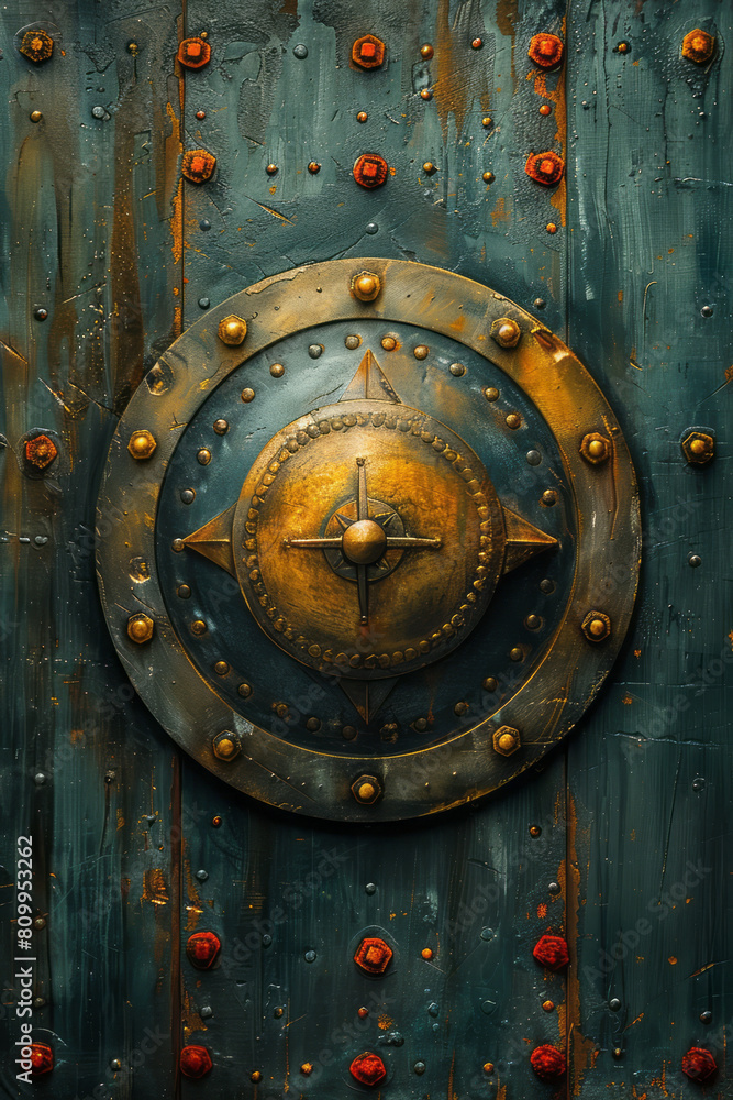 A stylized depiction of a shield as a series of concentric circles of ...