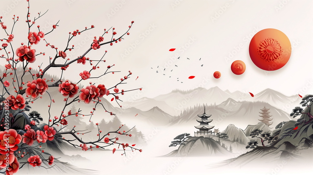Japanese style background illustration in white colour Stock ...