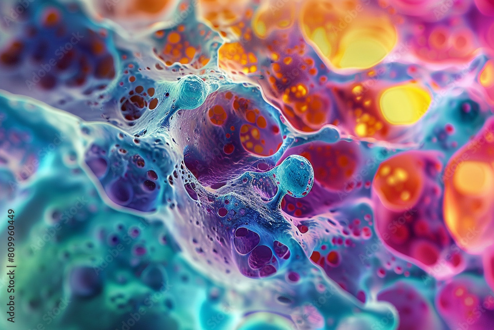 microscopic view of a synthetic polymer used in biomedical engineering ...